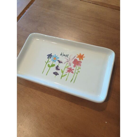 Rae Dunn | Accents | Rae Dunn Bloom Watercolor Flowers Tray Plate ...